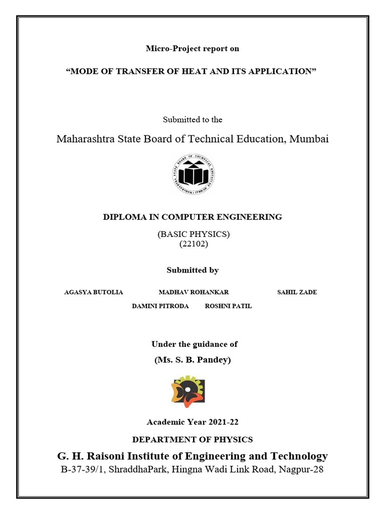 6 TH Group Physics Microproject | PDF | Heat Transfer | Heat
