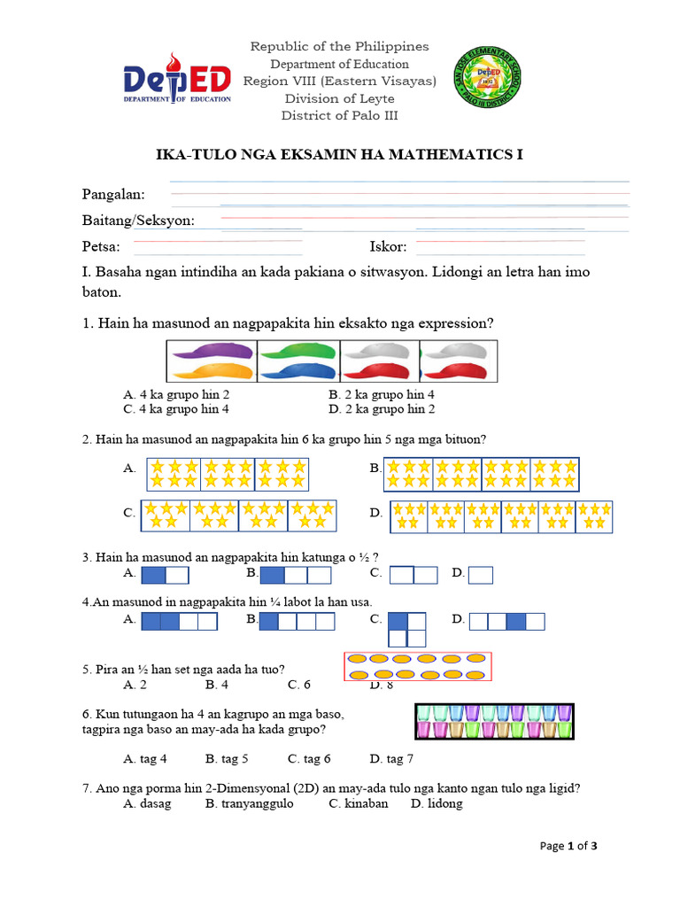 Q3 Math Questionaire | PDF