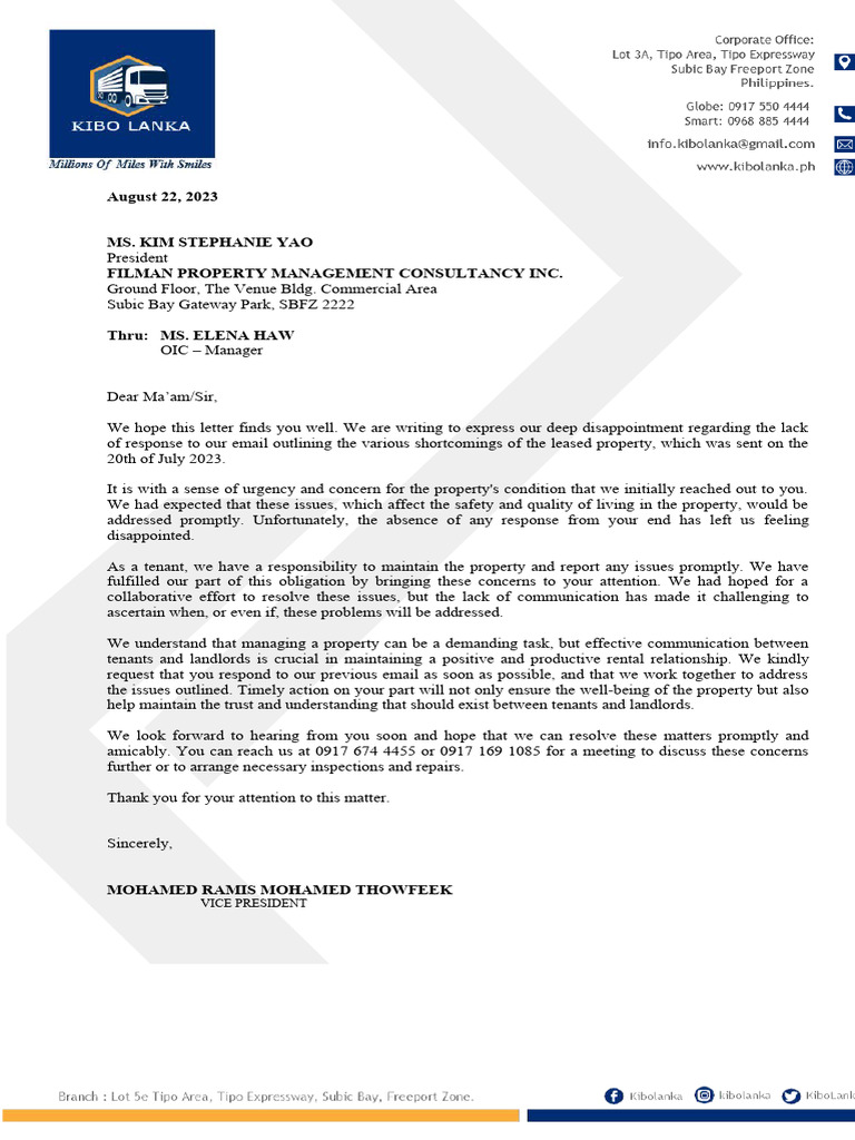 Answer LTR To Filman Ii | PDF