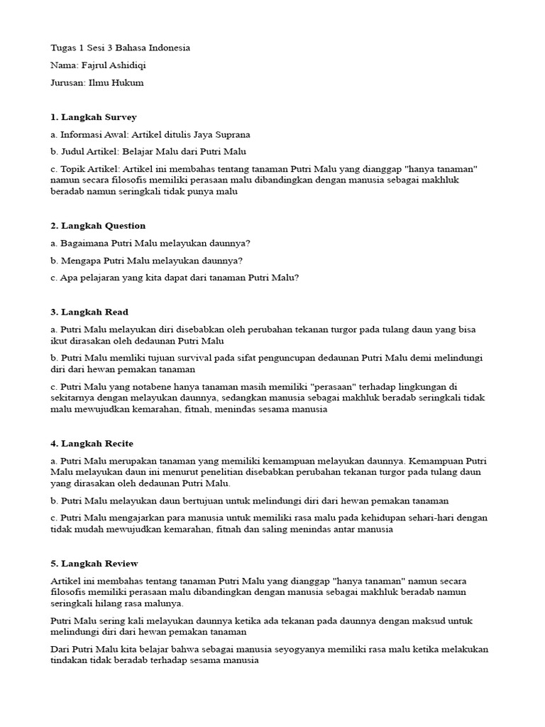 Tugas 1 Sesi 3 Bahasa Indonesia | PDF