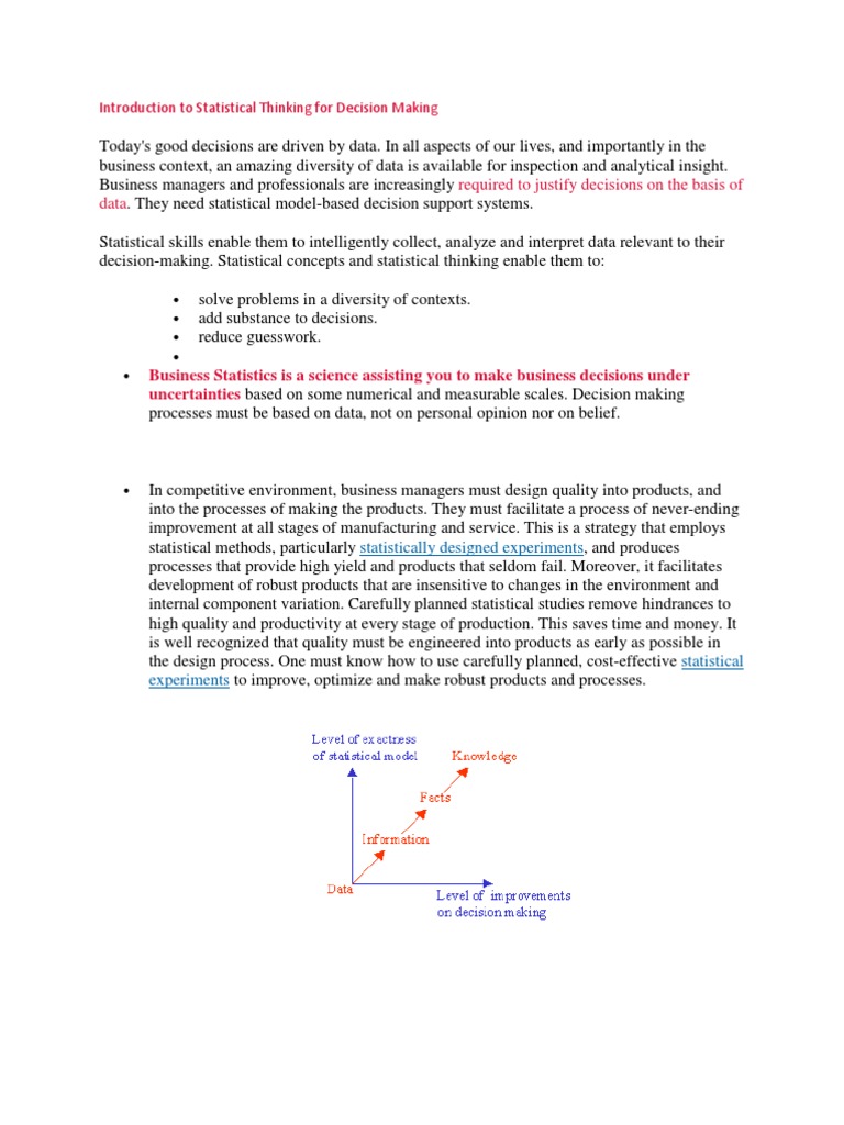 Introduction To Statistical Thinking For Decision Making | PDF ...