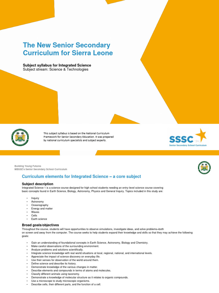 Integrated Science Syllabus for JSS 1-3 | PDF | Science | Educational ...