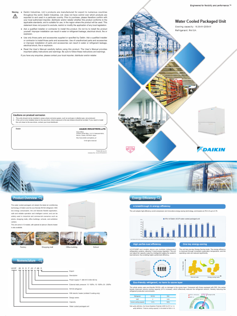Water Cooled Packaged Unit With R410a Refrigerant Catalogue | PDF | Energy Conservation | Air ...