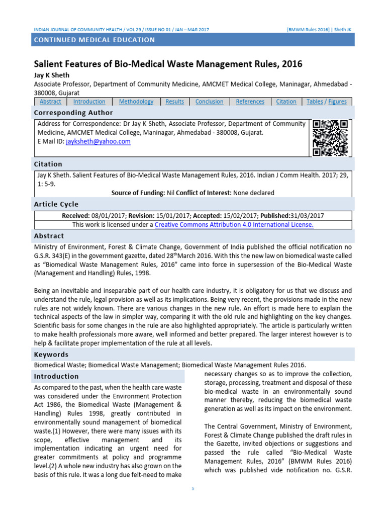 Salient Features of BMW Rules 2016 | PDF | Waste | Incineration