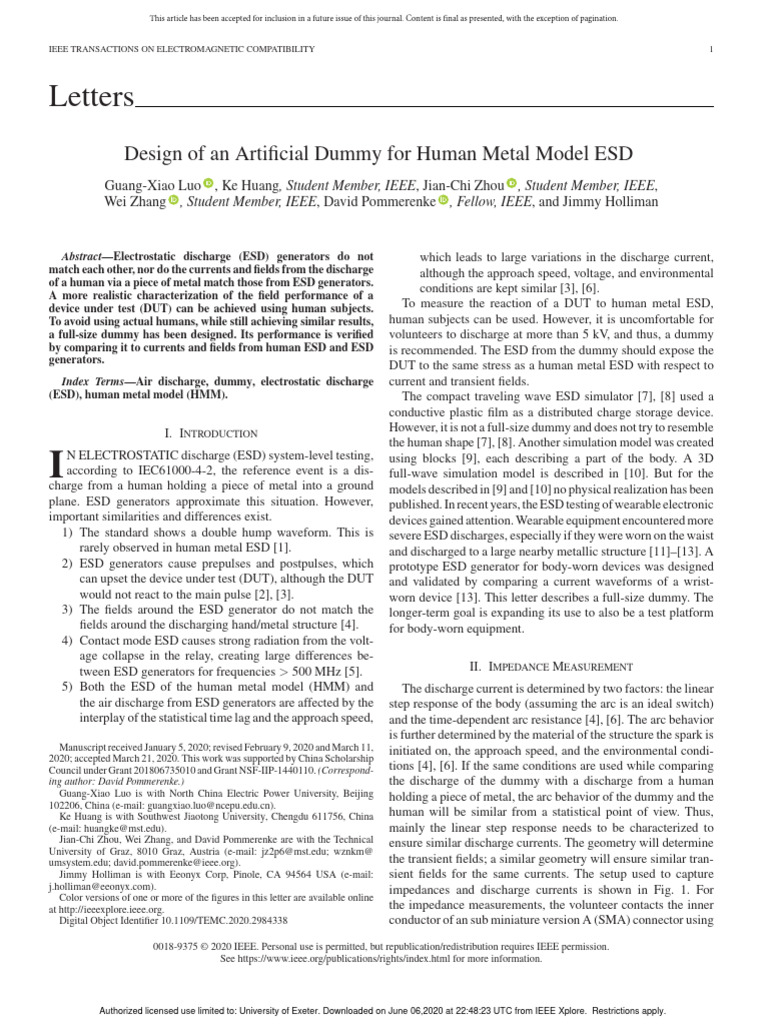 Design of An Artificial Dummy For Human Metal Model ESD | PDF ...