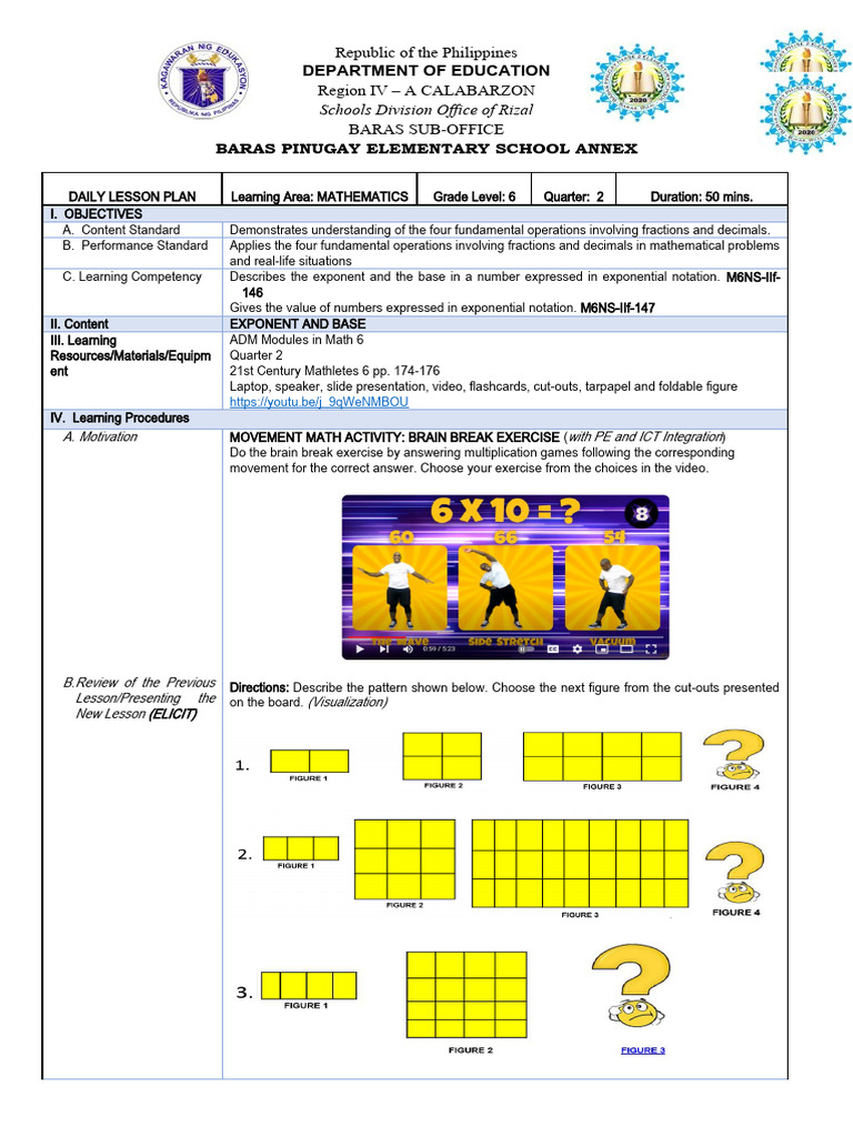 COT Q2 - Math 6 - EXPONENTS | PDF | Exponentiation | Multiplication