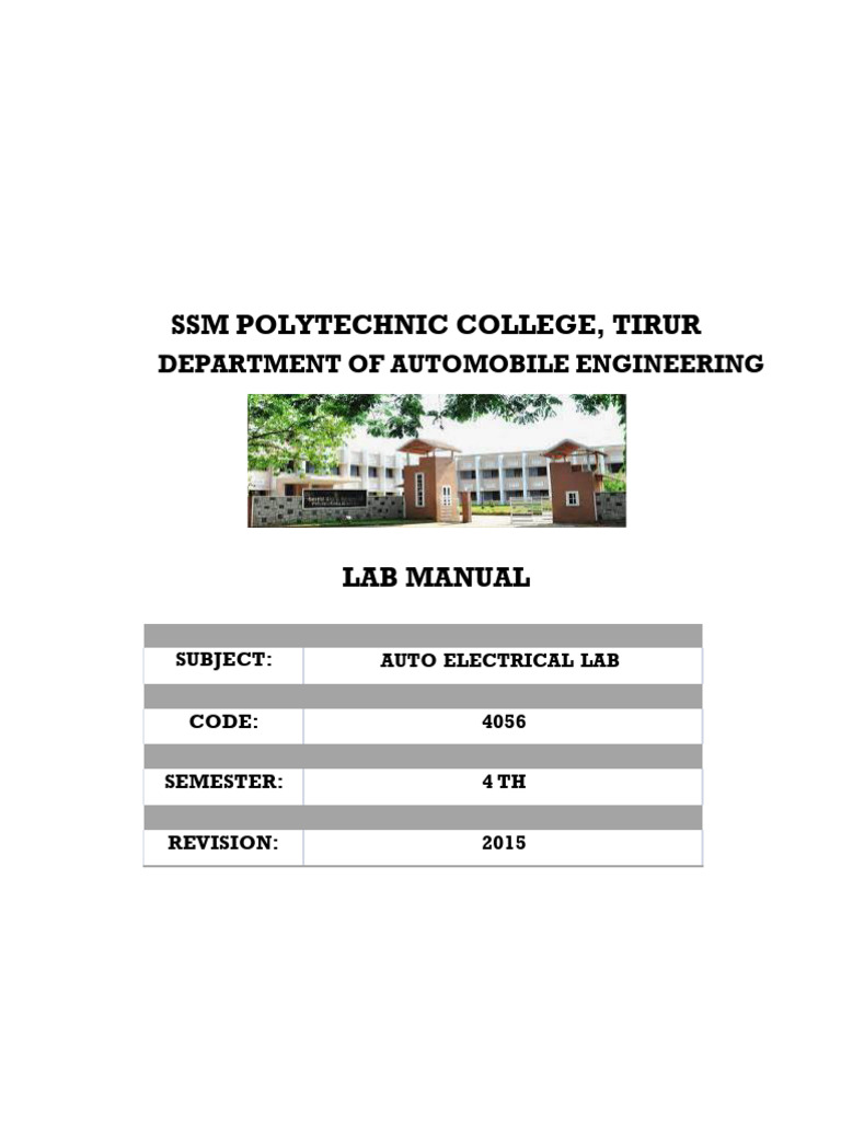 4056 Auto Electrical Lab | PDF | Distributor | Relay