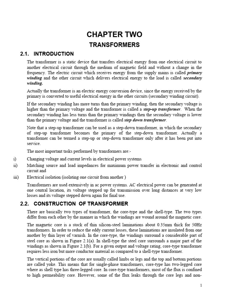 Chapter Two | PDF | Transformer | Electric Power