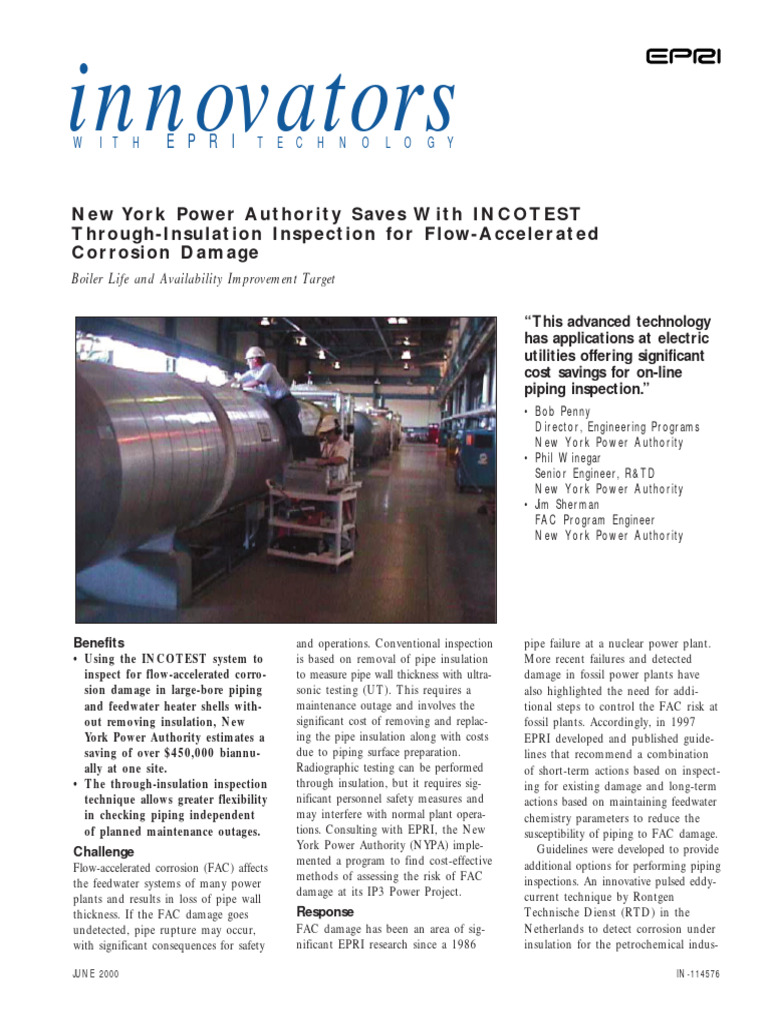 NYPA Saves $450K with INCOTEST Inspection | PDF | Pipe (Fluid ...