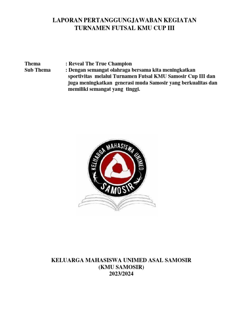LPJ Turnamen Futsal KMU CUP III | PDF | Bisnis | Olahraga & Rekreasi