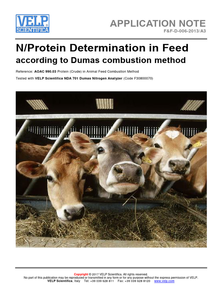 Nprotein Determination in Feed Dumascombustion Method 206429 | PDF ...