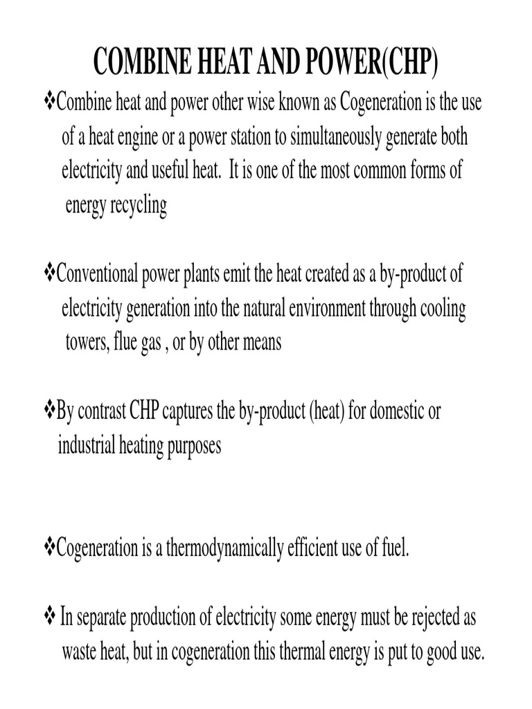 Combined Heat and Power CHP | PDF | Cogeneration | Power Station