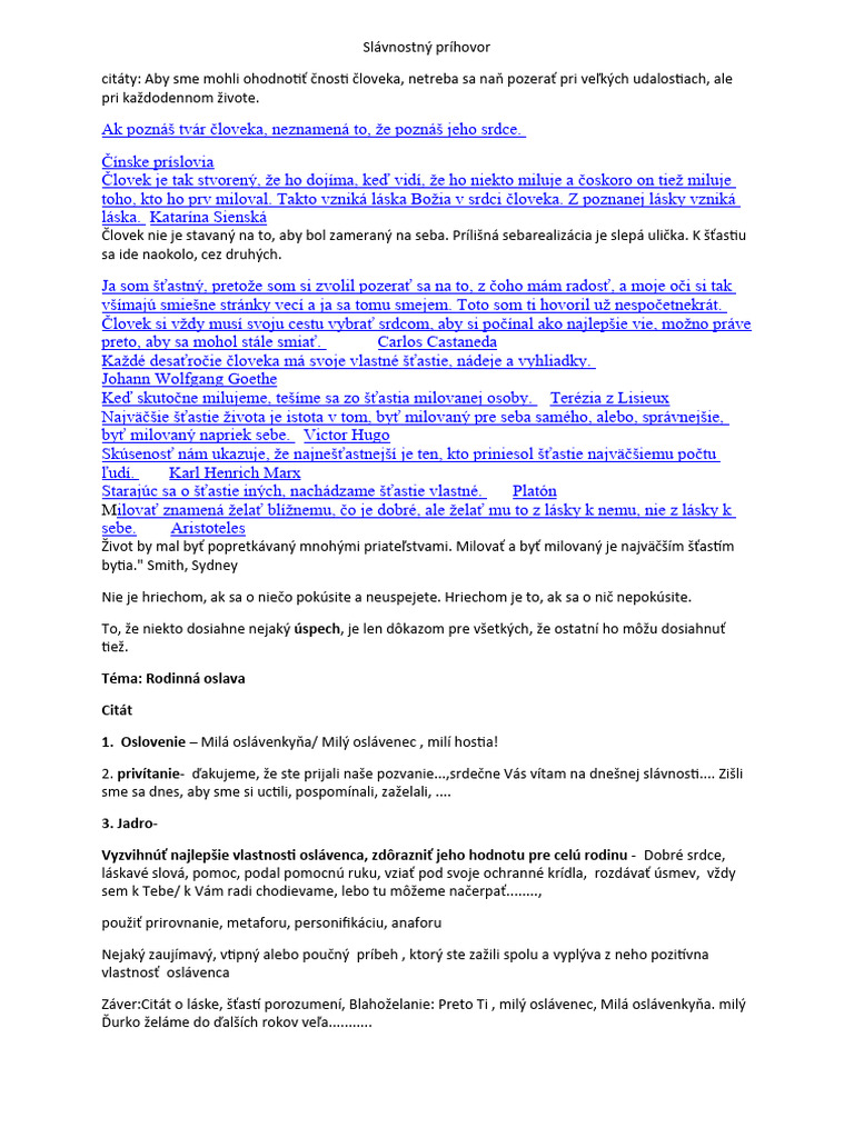 Slávnostný Príhovor | PDF