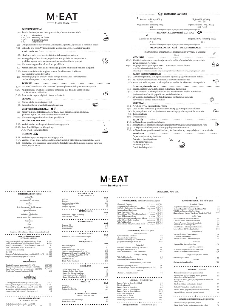 Meat Steak House Meniu | PDF