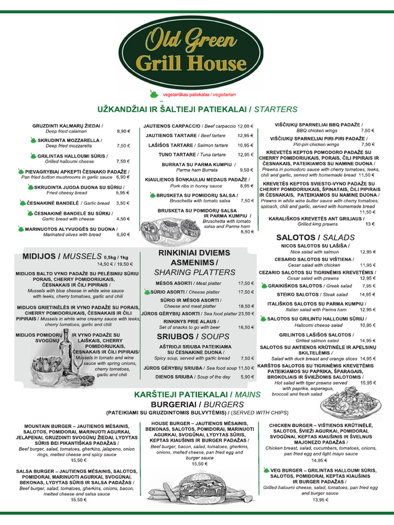 Oldgreengrillhouse - 2023 2024 Menu | PDF