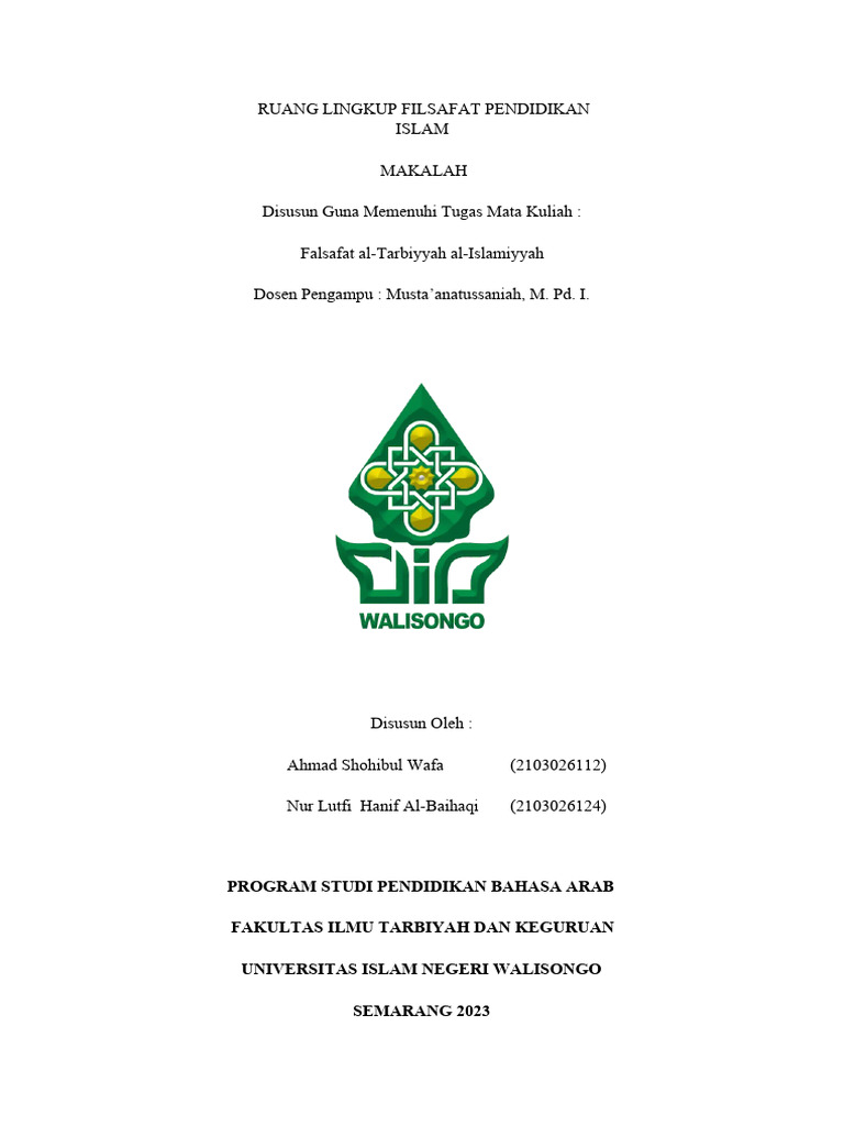 Ruang Lingkup Filsafat Pendidikan Islam | PDF | Sains & Matematika