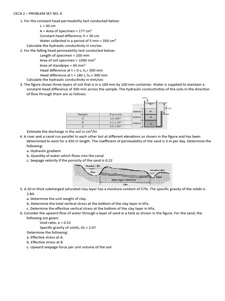 CECA 2 - Problem Set No. 06 | PDF | Soil Mechanics | Stress (Mechanics)