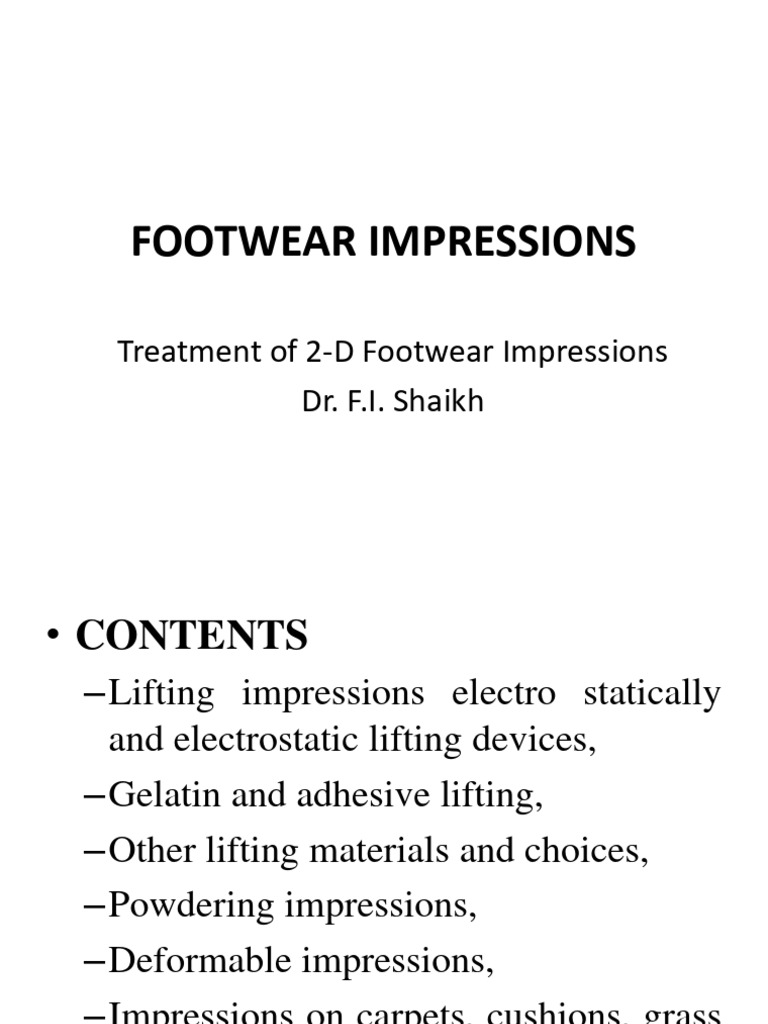 Treatment of 2-D Footwear Impressions PPT 2021 | PDF | Technology ...