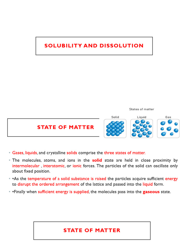 Solubility and Dissolution | PDF | Solubility | Solvation