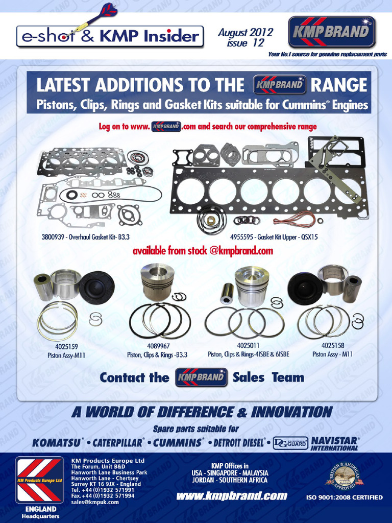 ESHOT Pistons Clips Rings & Gasket Kits For CUM | PDF