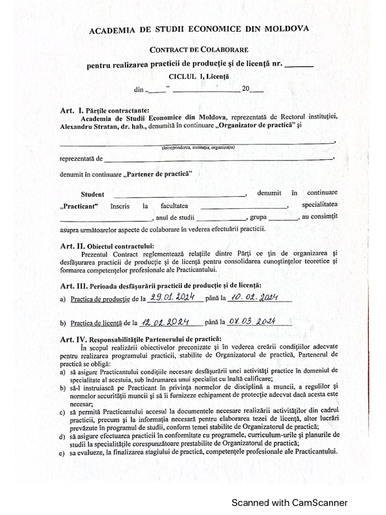 Contractul de Colaborare A Practicii | PDF