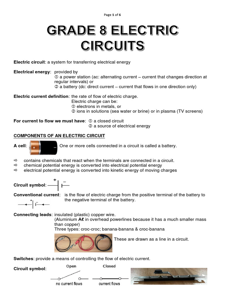 Gr 8 Electric circuits | PDF | Electric Current | Series And Parallel ...