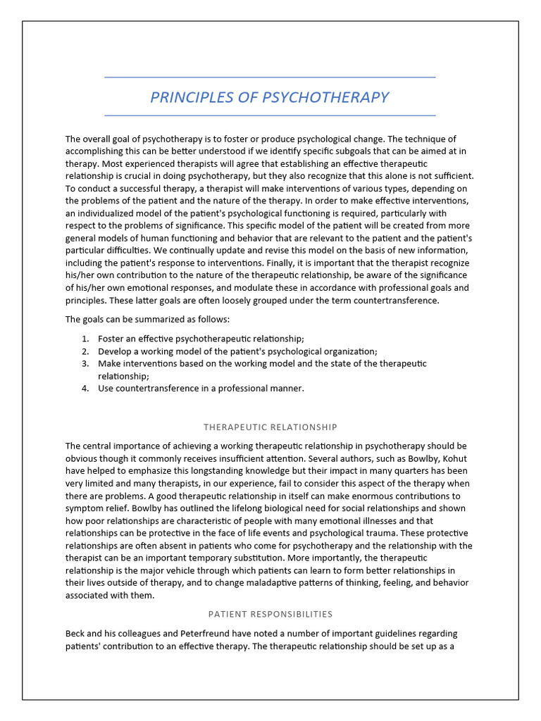 Principles of Psychotherapy Explained | PDF | Psychotherapy | Psychology