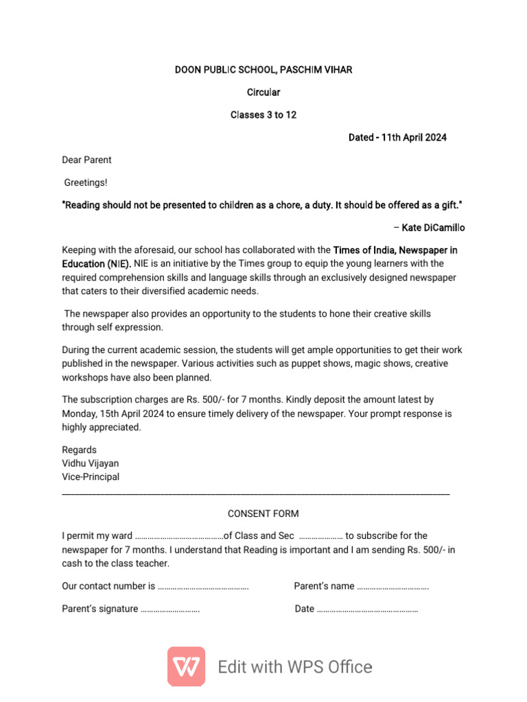 Nie Subscription 2024 Circular | PDF