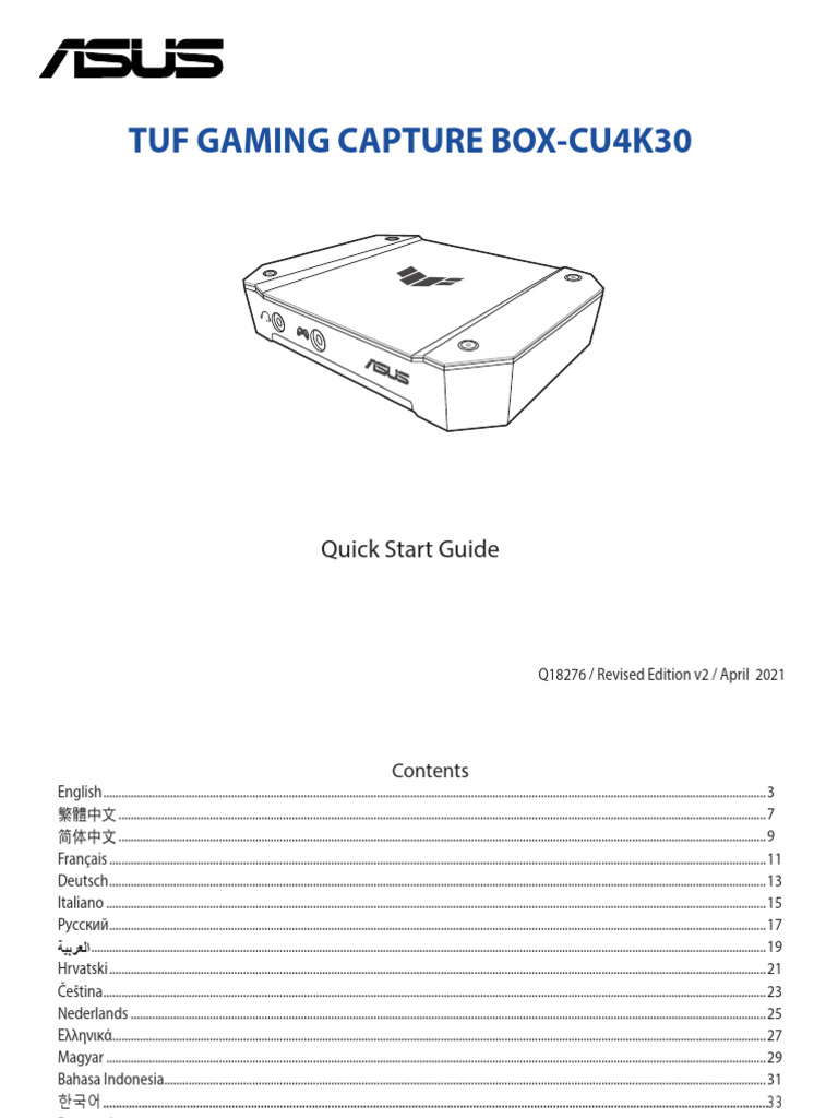 Tuf Gaming Capture Box-Cu4k30 QSG Web | PDF