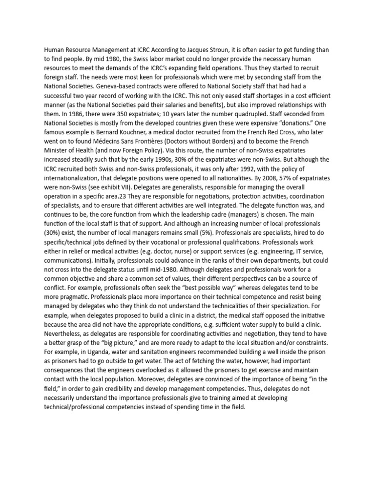 Human Resource Strategies at ICRC | PDF | International Committee Of ...