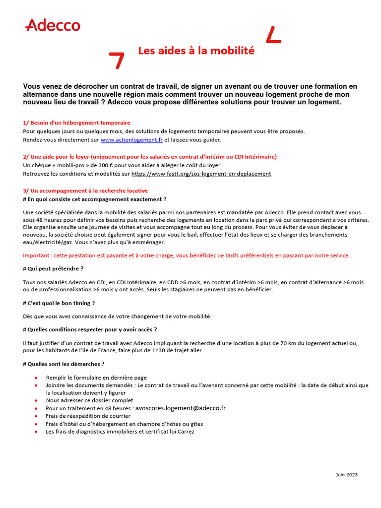 Solutions de logement pour salariés Adecco | PDF | Logement