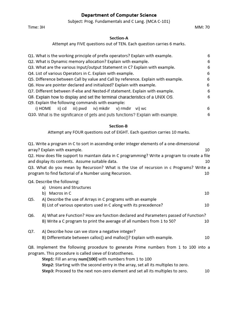 Mca C101 | PDF | Software Engineering | Computer Science