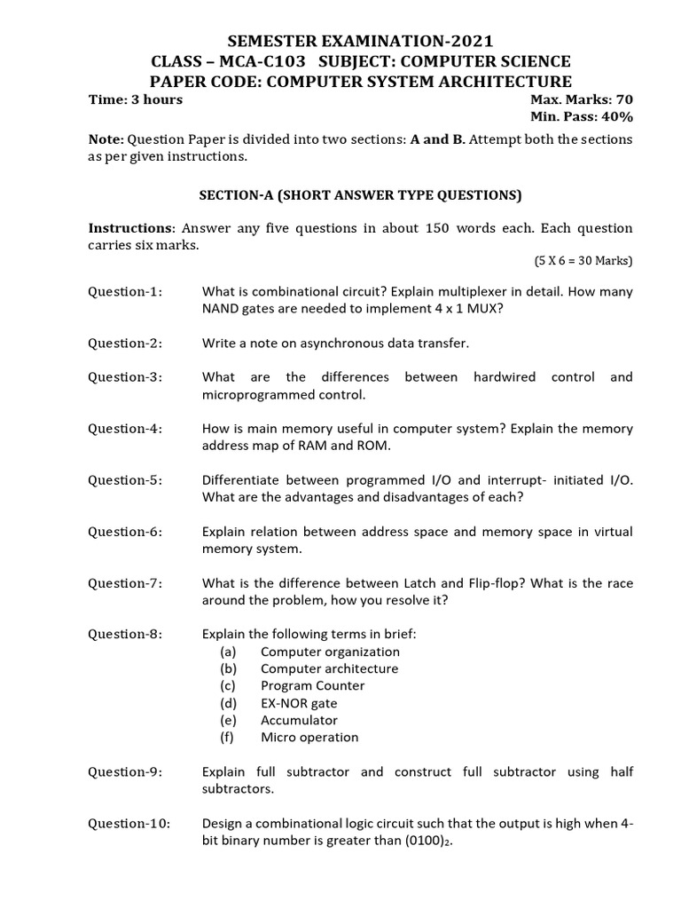 Mca C103 | PDF | Input/Output | Random Access Memory
