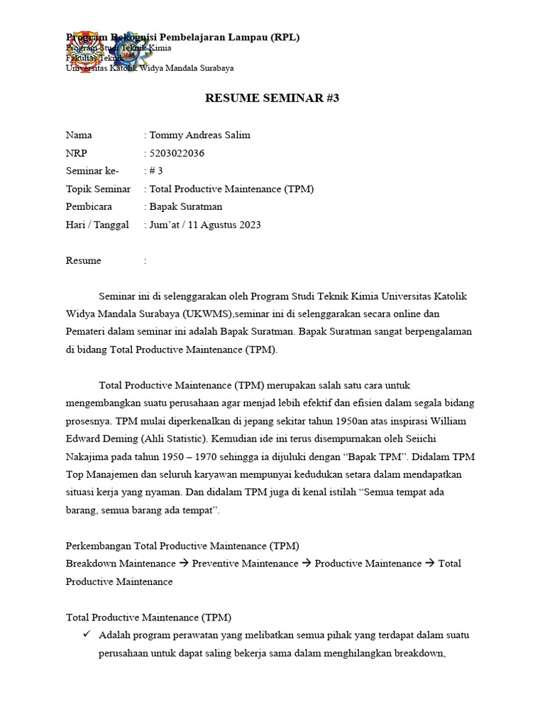 Template Resume Seminar 3 | PDF