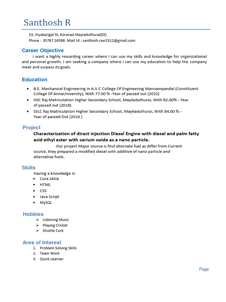 Santhosh Resume | PDF