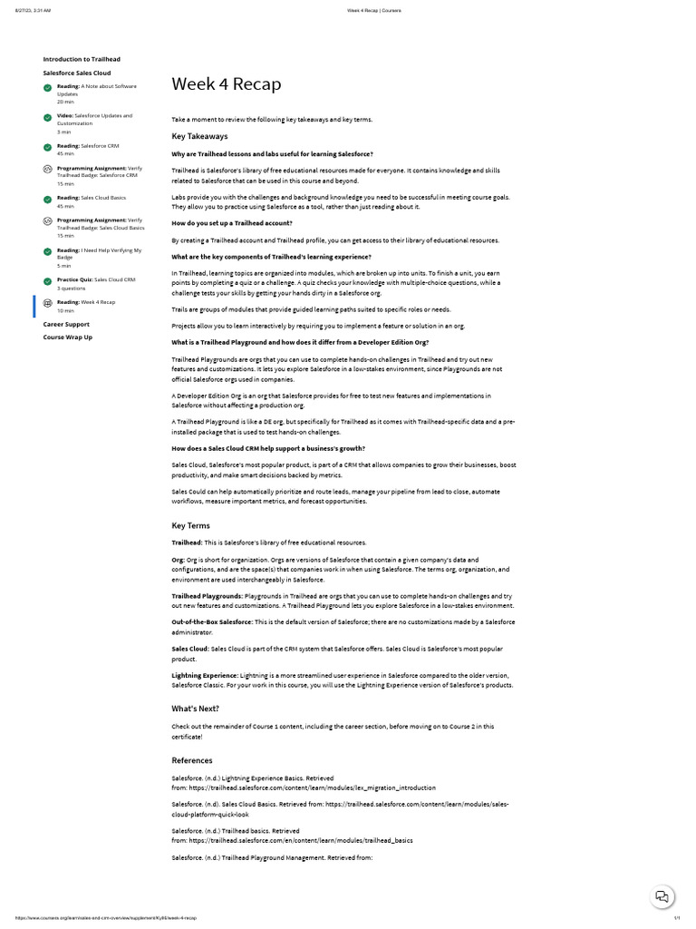 Week 4 Recap - Coursera | PDF | Customer Relationship Management | Cloud Computing