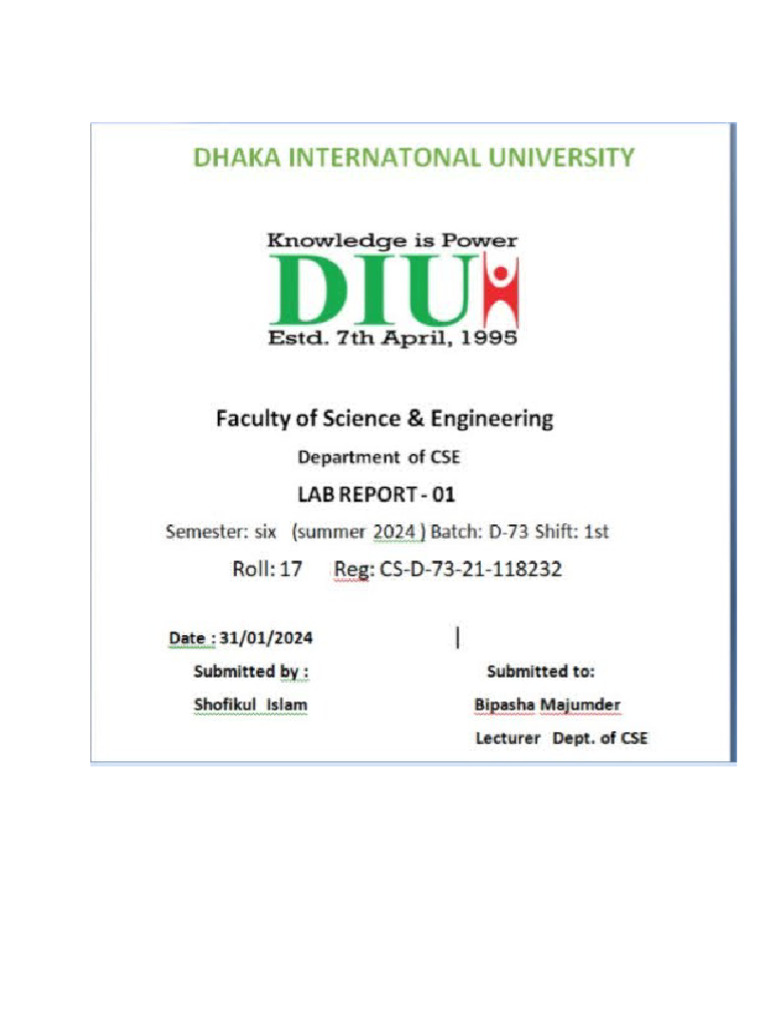 6 Semester Oop Lab Report 1 | PDF | Area | Namespace