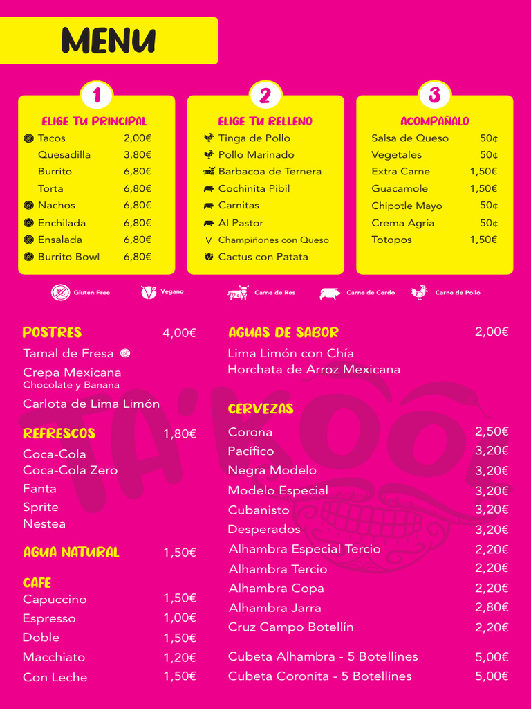 Menu TaKool v.2 | PDF | Alimentos | Bebida
