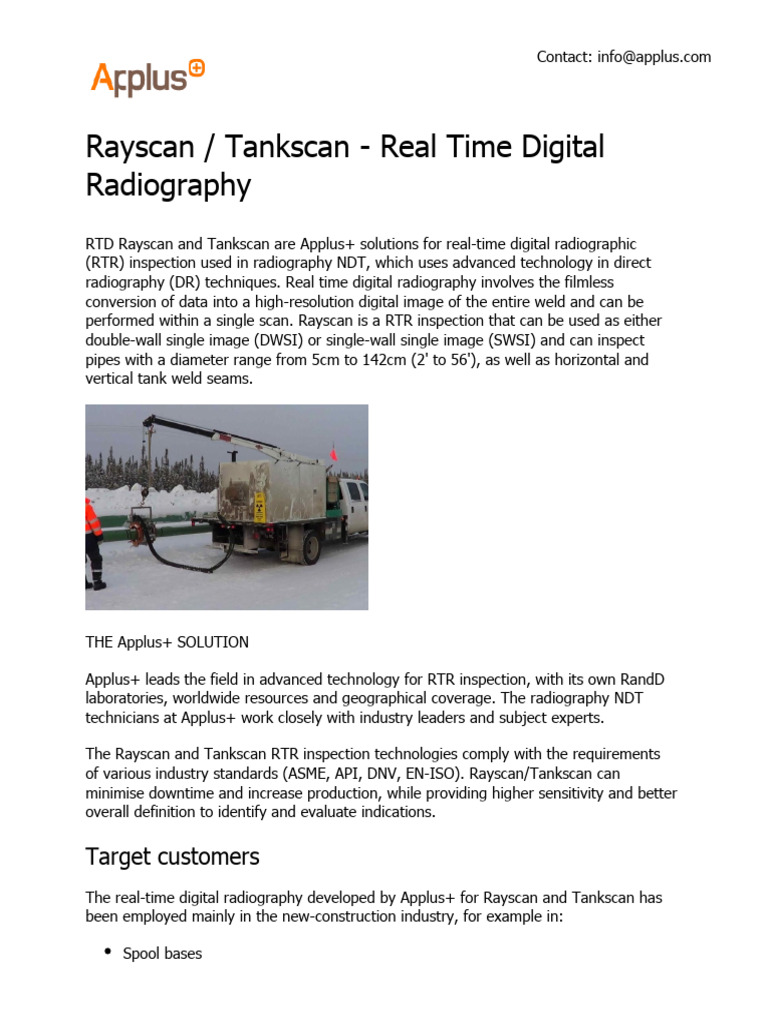 Real Time Digital Radiography Rayscan Tankscan - en | PDF | Radiography ...