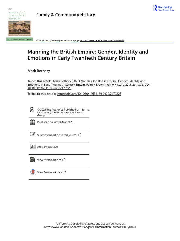 Manning The British Empire Gender Identity and Emotions in Early ...