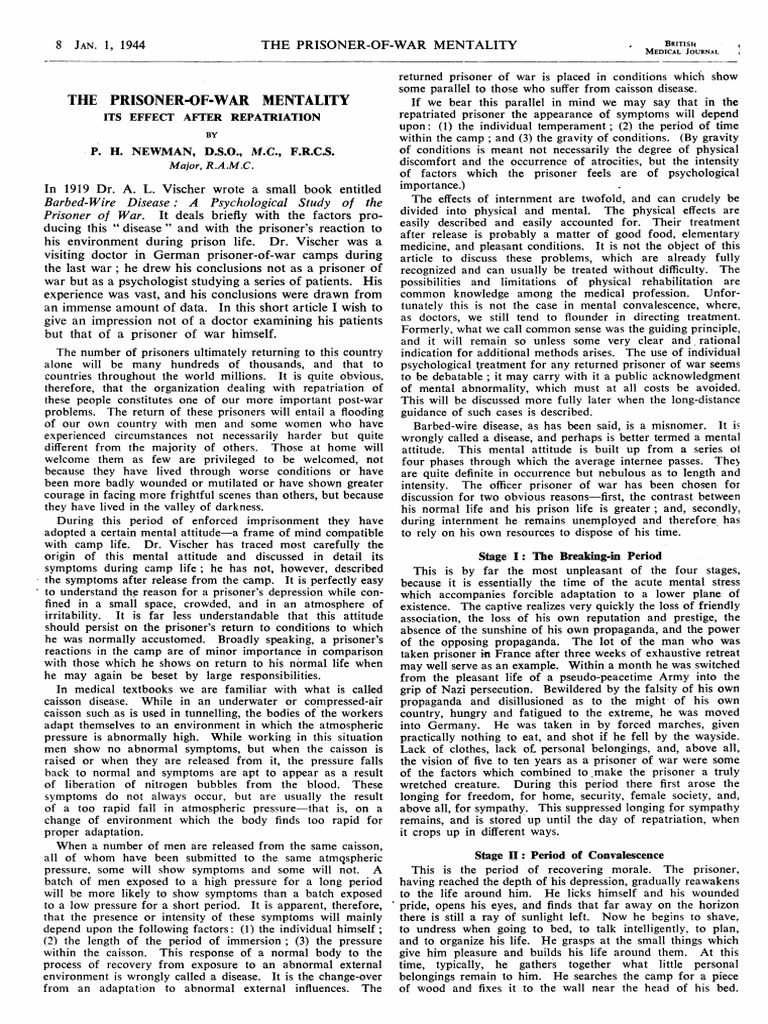 The Prisoner-of-War Mentality | Download Free PDF | Anxiety | Prisoner