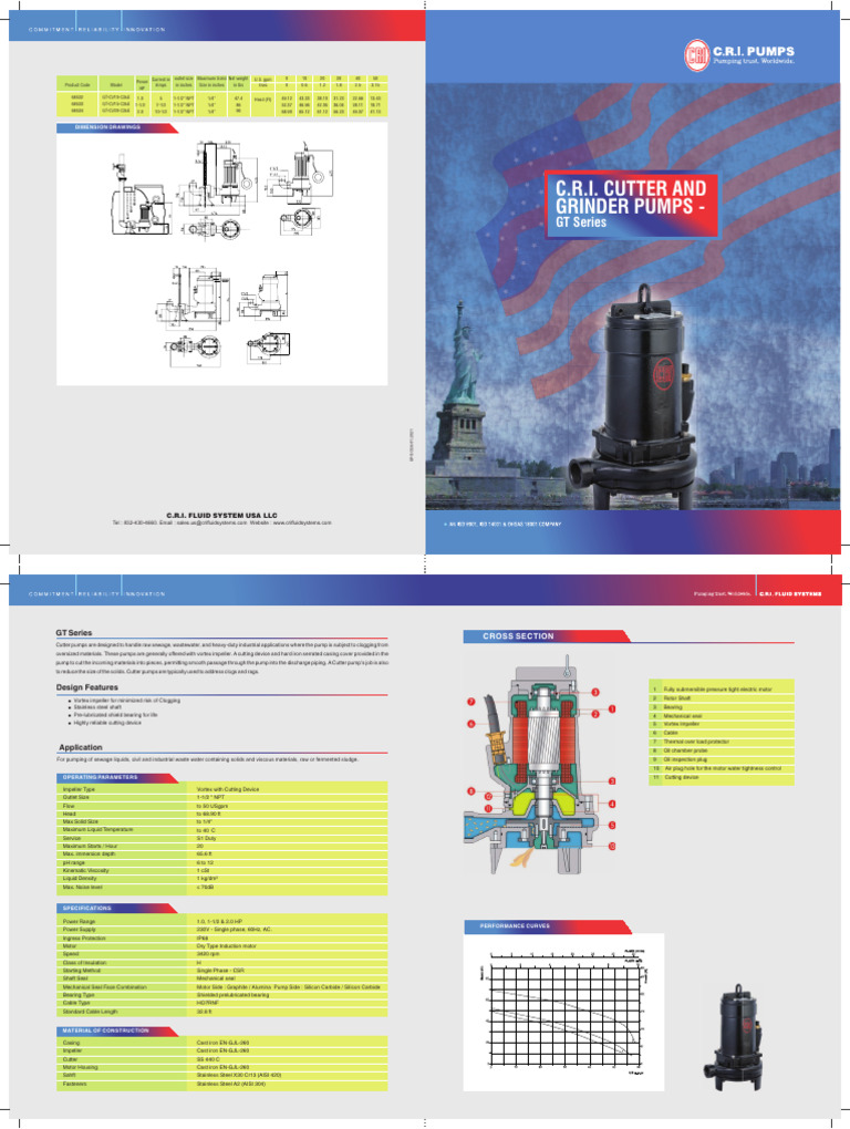 GT Series Waste Water | PDF | Pump | Bearing (Mechanical)