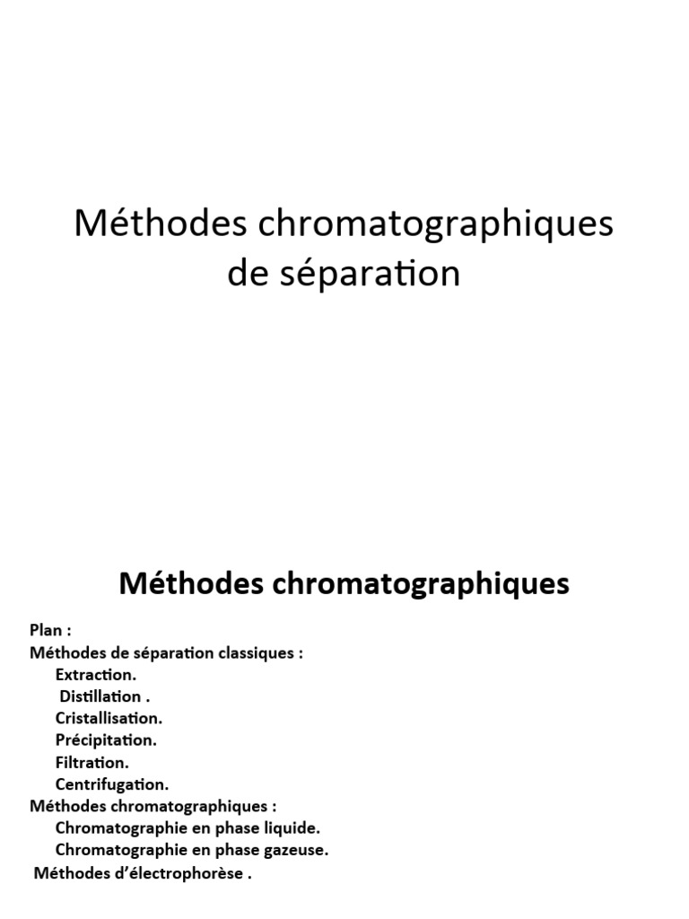 Méthodes Chromatographiques de Séparation (Support Cours) . | PDF ...