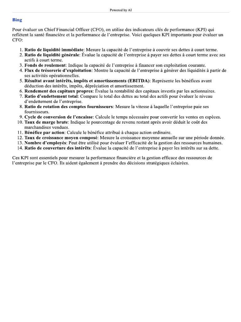 Kpi Cfo | PDF