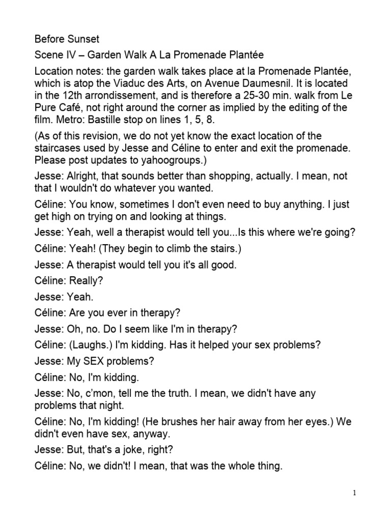 Before Sunset Pdf