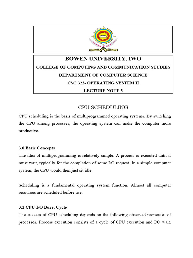 Lecture Three Pdf Scheduling Computing Process Computing