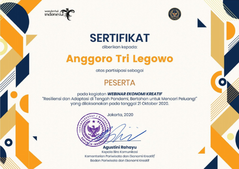 Sertifikat Anggoro 1 | PDF