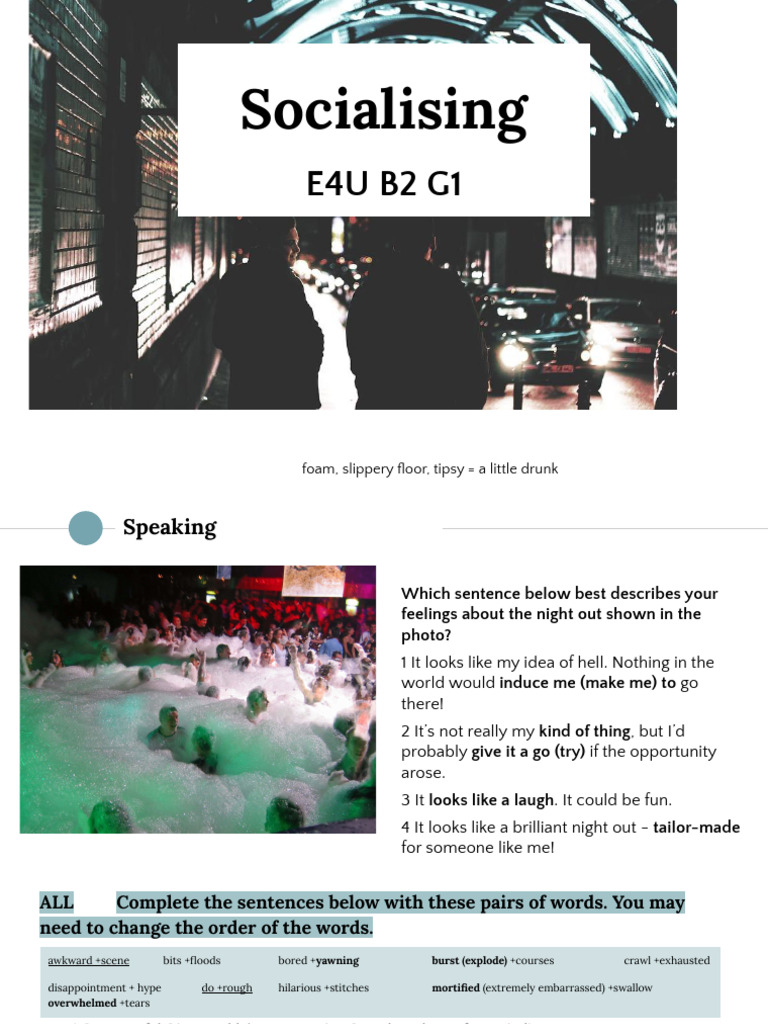 Socialising E4U B2 G1 | PDF | Languages | Foreign Language Studies