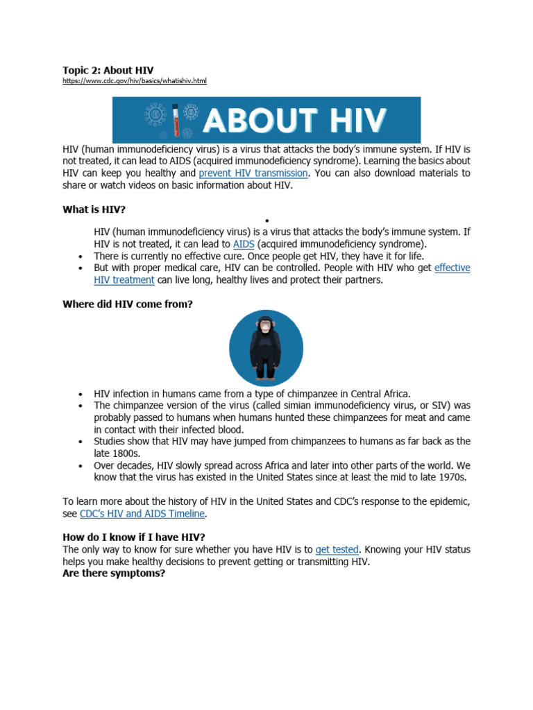 Topic-2-About-HIV | PDF | Hiv/Aids | Infection