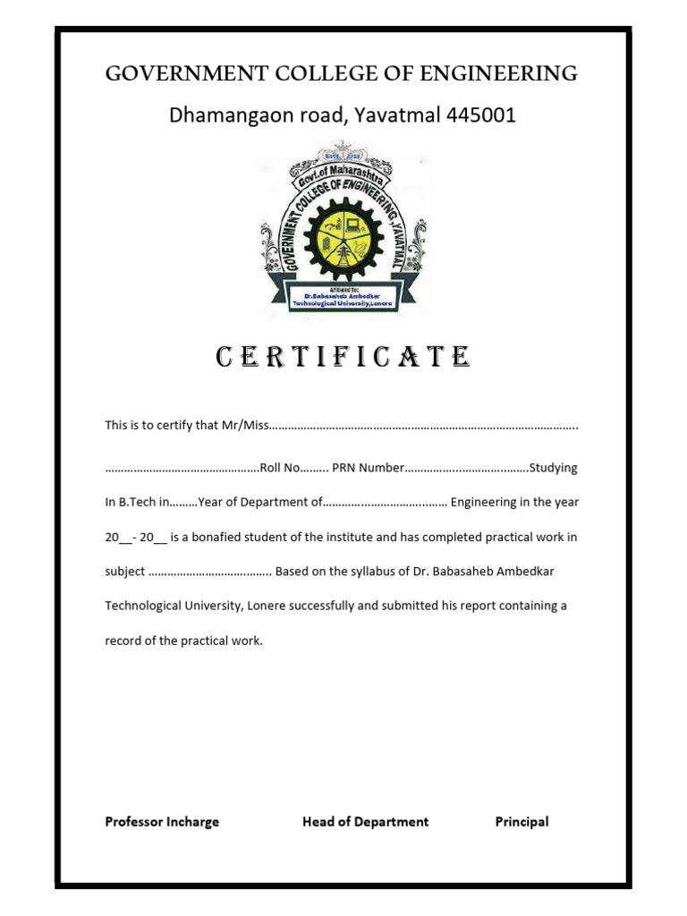 GCOEY Certificate & Index | PDF